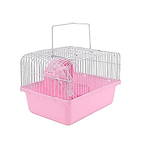 Hamster Cage Travel Carry Rat Cage Small Pets Supplies Hamster Toy Accessories (Pink)- Chinchilla Cage