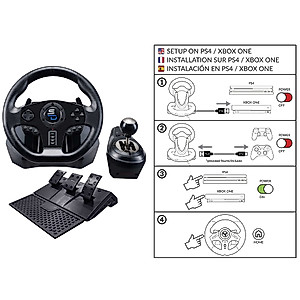 Superdrive - GS850-X racing steering wheel with manual shifter, 3 pedals, paddle shifters for Xbox Serie X/S, PS4, Xbox One, (programmable)