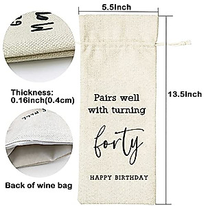 LANBAIHE 40th Birthday Wine Bag,Funny Birthday Party Gifts,Forty 40 Years Old Birthday Gifts Wine Bag for Mom,Wife, Friend,Sister,Brother, Him,Colleague,Coworker (40th Wine Bags)