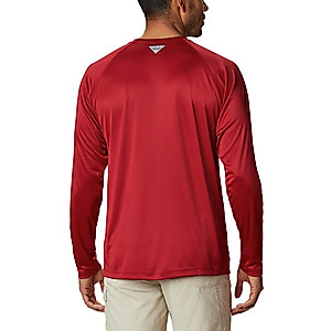 Columbia NCAA Alabama Crimson Tide Men's Terminal Tackle Long Sleeve Shirt, 6X Big, ALA - Red Velvet/White