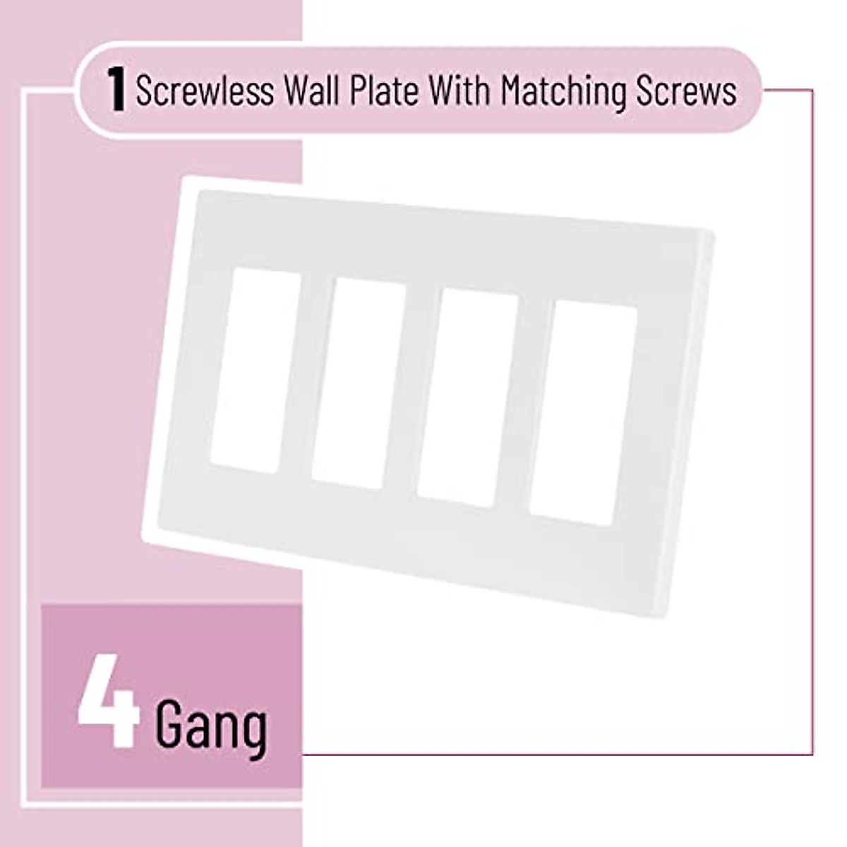 Bates- Screwless Decorator Wall Plates, 4 Gang Wall Plate, Decorator Wall Plate, Outlet Covers, Wall Plates, White Outlet Covers, 4 Gang Screwless Wall Plate, Screwless Wall Plate.