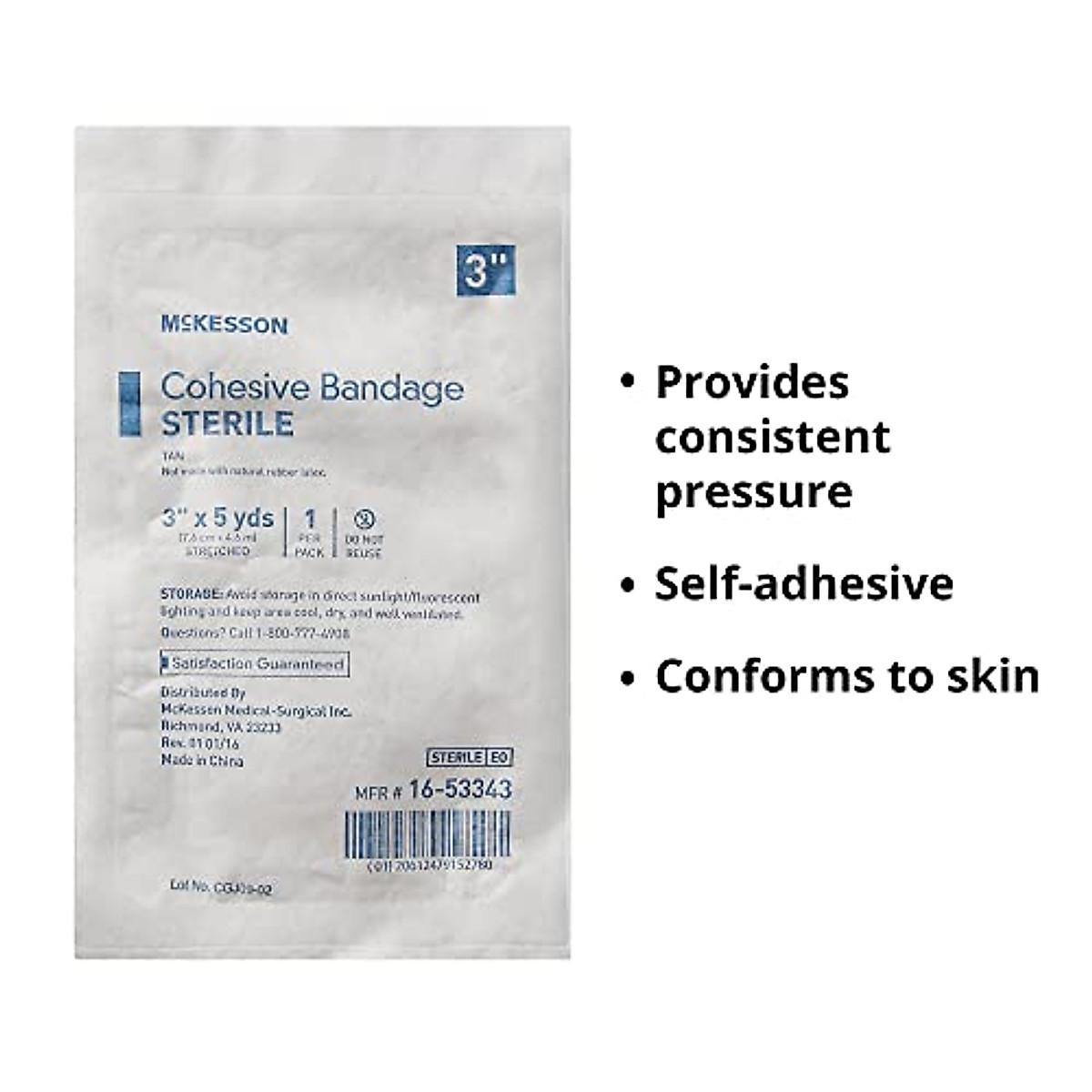 McKesson Cohesive Bandages, Sterile, 3 in x 5 yd, 1 Count, 1 Pack