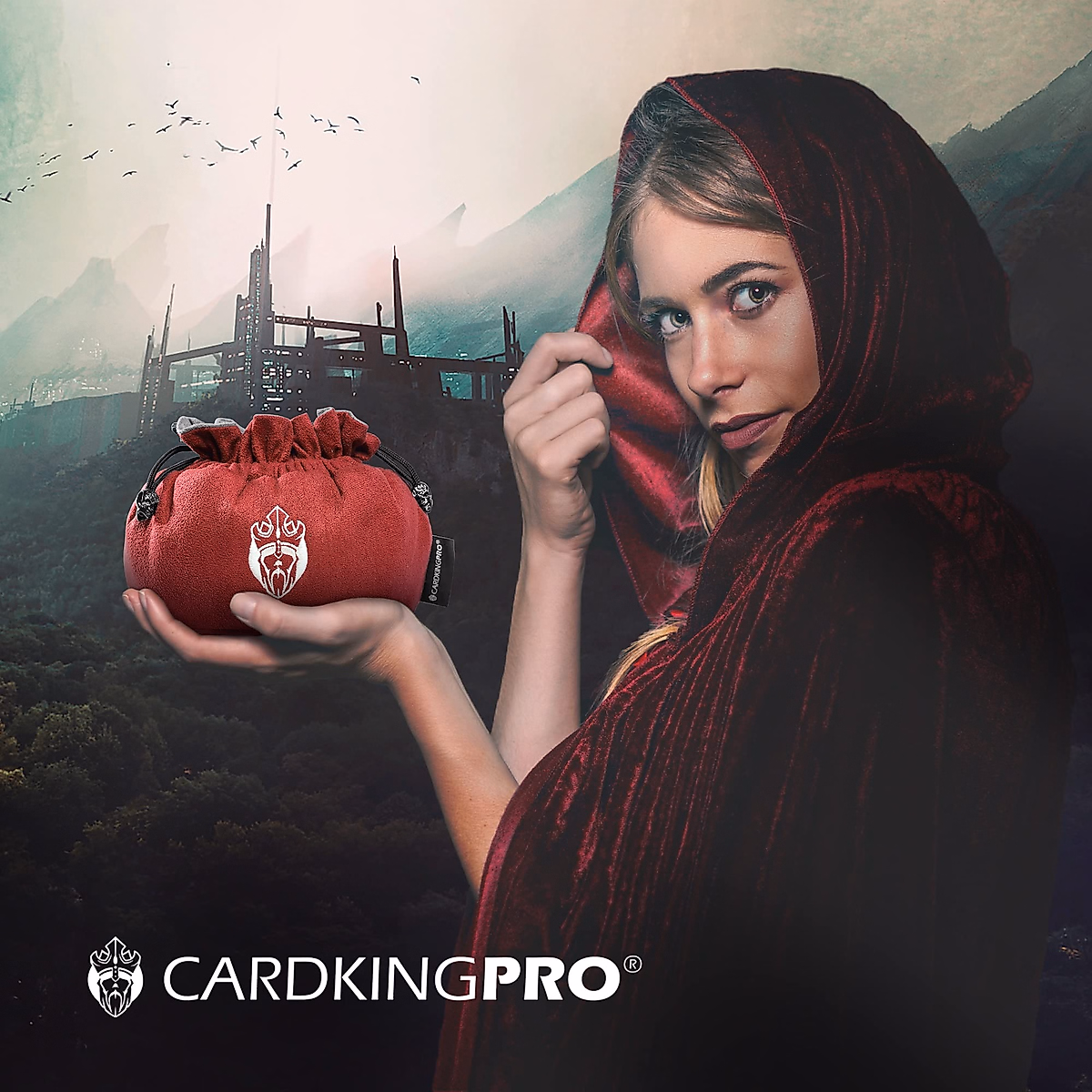 CardKingPro Immense Dice Bags with Pockets - Red - Capacity 150+ Dice - Great for Dice Hoarders [Patented Design]