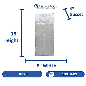 Plastic Produce Bag - Clear Unprinted Vented Produce Bags 8"x4"x18" - 100 bags/case