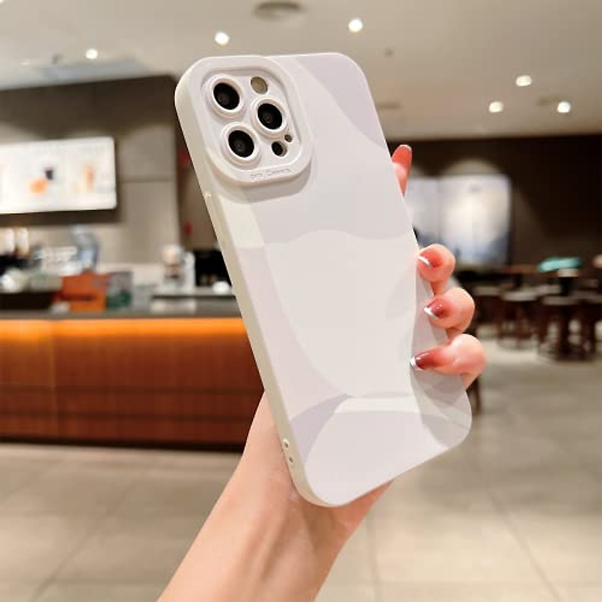 YKCZL Compatible with iPhone 13 Pro Case 6.1 Inch, Cute Painted Art Full Camera Lens Protective Slim Soft Shockproof Phone Case for Women Girl-White