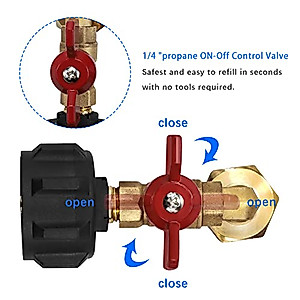 Xastro Propane Refill Elbow Adapter QCC1 90 Degrees Propane Refill Pressure Adapter with ON-Off Control Valve for Camping Grill 1LB Bottle Tank from 5-40LBS Cylinder