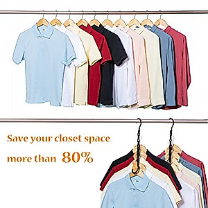 iYourHouse Space Saving Hangers Magic Hangers 10 Pack, Sturdy Plastic Space Saver Hangers for Heavy Clothes, Hanger Organizer for Dorms Apartments Small Closet (Black)