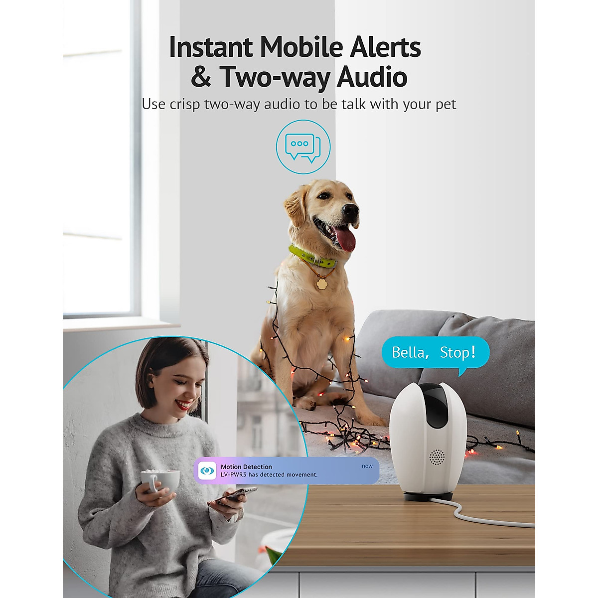 LaView Security Cameras for Home + 2X 32GB SD Cards, PT Baby Monitor System with Motion Detection, Two-Way Audio, Night Vision, Indoor WiFi Camera for Baby/pet, Alexa, USA Cloud Service