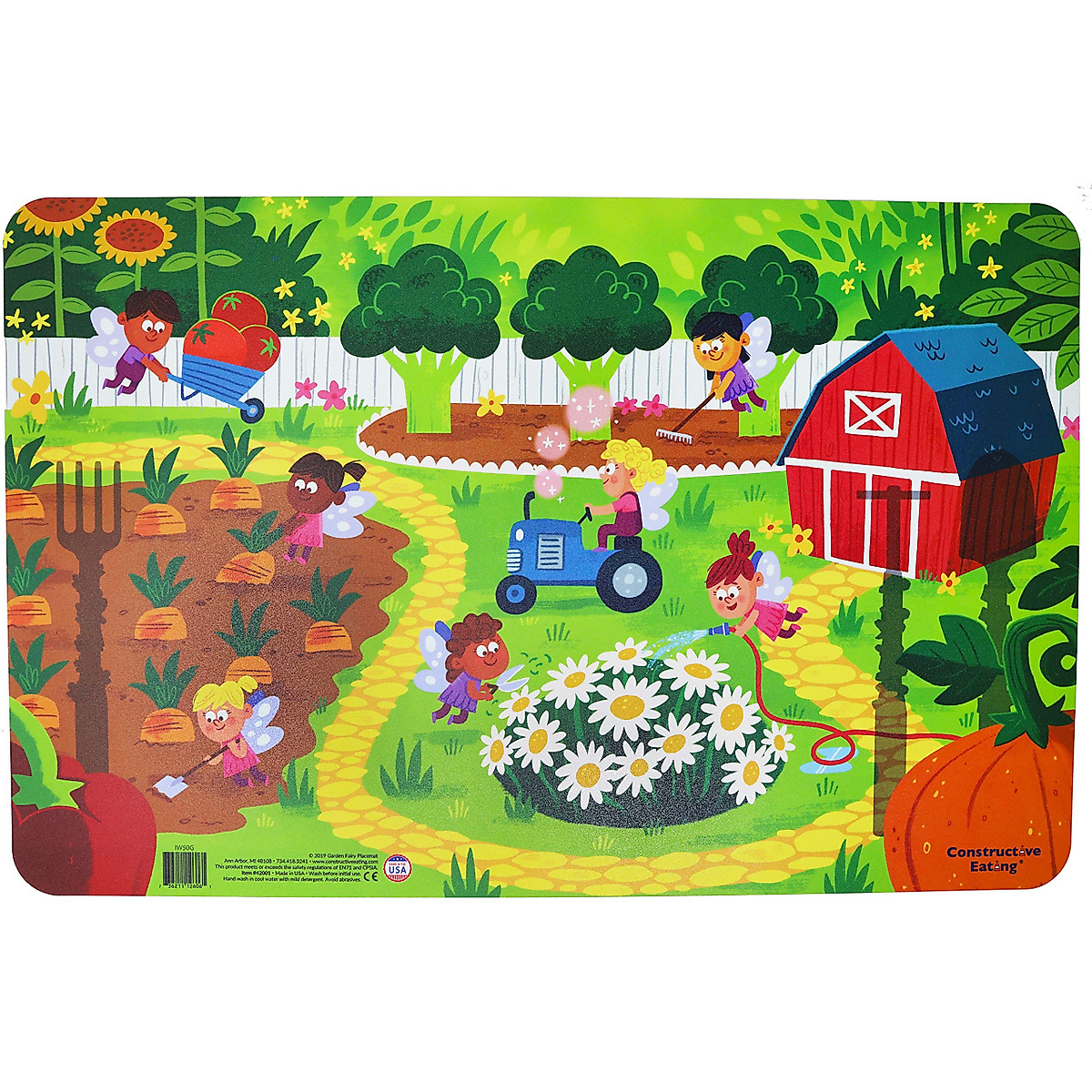 Constructive Eating Garden Fairy Plate, Placemat and Utensil Set
