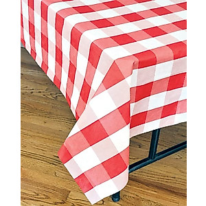 Havercamp Red and White Plaid Table Cover |2 Pack | 54" x 108" | Classic Plaid Collection | Great for Picnic, Barbecue, Cookout, Lumberjack Theme, Playground