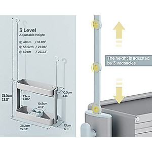 dabria Shower Caddy Hanging, Stable Shower Caddy Over Shower Head with Adjustable Height, 3 in 1 Rust Proof Shower Organizer Shelf, No Drilling, 4 Powerful Suction Cups, Non-Slip Hanging Shower Caddy