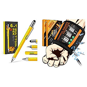 2 PACK Magnetic Wristband for Men Women and Multitool Pen Construction Tools