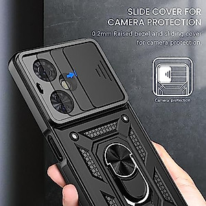 Dretal for OnePlus Nord N30 5G Case, with Stand Kickstand Ring and Camera Cover with Tempered Glass Screen Protector, Military Grade Shockproof Protective Cover for OnePlus N30 5G (Black)