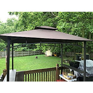 8'x 5' Gazebo Canopy Tent with Air Vent Tent for BBQ Outdoor Patio Grill Gazebo, Party Patios Large Garden Commercial Use Backyard Events Etc, Easy to Assemble, Elegant Design, Good Stability, Brown
