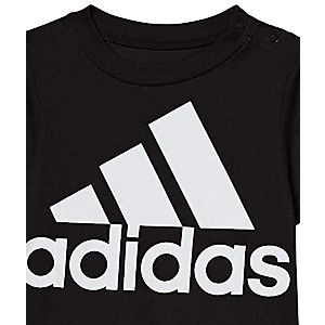 adidas Boys' Baby Short Sleeve Cotton Shortie Romper, Black, 24 Months