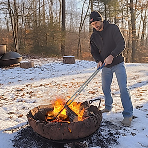 RAOMEIDE 41" Expandable Fire Tongs for Fire Pit Heavy Duty, Campfire Firewood Tongs Log Grabber, Fireplace Tongs Log Grabber Indoor, Firepit Tongs for Outside Pits (Tongs)