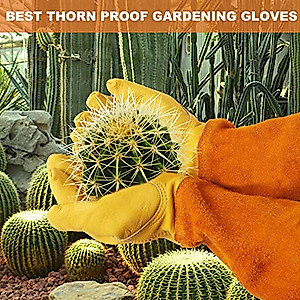 SLARMOR Long Gardening-Gloves Women/Men-Thorn proof Rose Pruning Heavy Duty Gauntlet-L