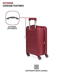 SwissGear 8090 Hardside Expandable Luggage with Spinner Wheels, Burgundy, Carry-On 20-Inch