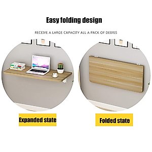 Folding Wall Mounted Workbench Drop Leaf Table, for Small Spaces Desk Office Home Kitchen Solid Wood Dining Table Computer Desk (Multiple Sizes)