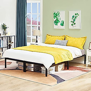 GreenForest 70 in L Shaped Desk with Drawers and Printer Stand and Queen Size Bed Frame Easy Quick Assembly