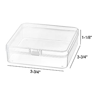 Kingrol 30 Pack Mini Clear Plastic Storage Containers with Lids, 3.75 x 3.75 x 1.1 Inch Empty Hinged Boxes for Beads, Jewelry, Tools, Craft Supplies, Flossers, Fishing