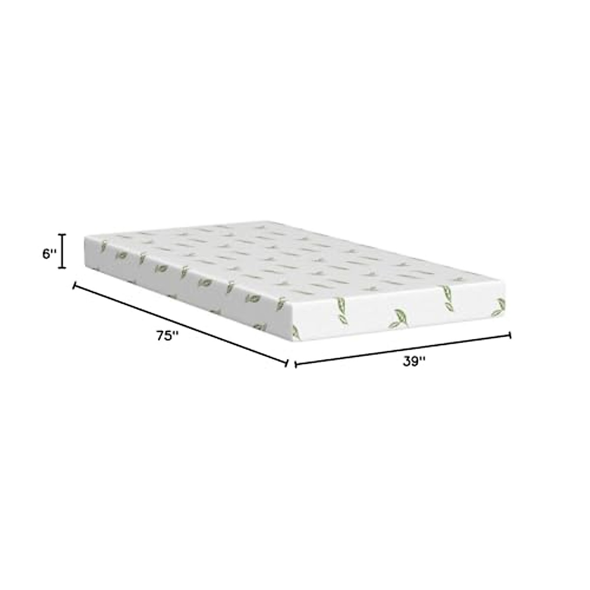 NapQueen Twin Size Mattress, 6 Inch Anula Green Tea Infused Memory Foam Mattress, Twin Size Mattress Bed in a Box, CertiPUR-US Certified Mattress