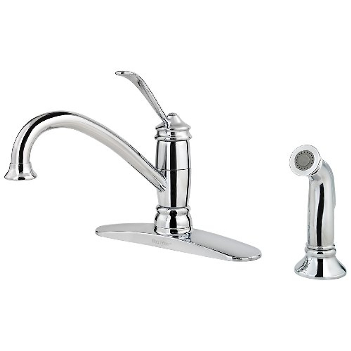 Pfister LF-034-4ALC Brookwood 1-Handle Kitchen Faucet with Side Spray in Polished Chrome, 1.8gpm