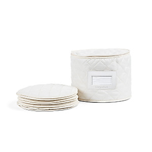Covermates Keepsakes - Dish Storage - Padded Protection - ID Window - Stain Resistant - Machine Washable - China Storage-Cream