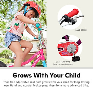 Schwinn Koen & Elm BMX Style Toddler and Kids Bike, For Girls and Boys, 16-Inch Wheels, With Saddle Handle, Training Wheels, Chain Guard, and Front Basket, Recommended Height 38-48 Inch, Purple