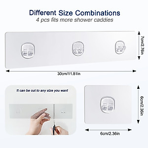 ORD OF SP Shower Caddy Adhesive Replacement, 4 Pack Strong Adhesive Shower Hooks, Water-proof Shower Adhesive Strips, No Drilling for Corner Shelf Basket, Bathroom Storage Shelves and Kitchen Racks