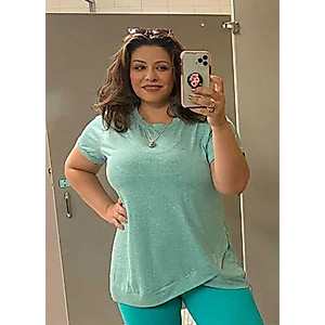 FOREYOND Women's Plus Size Workout Tops Workout Sport Tee Loose Fit Athletic Yoga Tops Running Short Sleeve Shirts