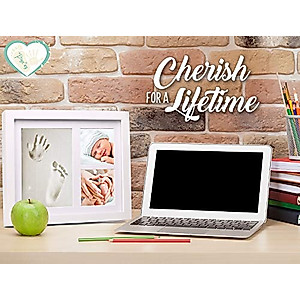 Lime Clay Hand/Footprint Photo Frame for Babies, Kids, and Pets – Includes 9” x 11” Colored Wood Photo Frame, Roller, Mounting Hardware, and Instructions -"Pose"ies