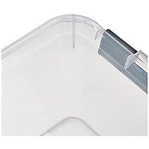 Curver Storage Box Handy Plus with lid 6L in Transparent/Silver, 29.5 x 19.5 x 14 cm