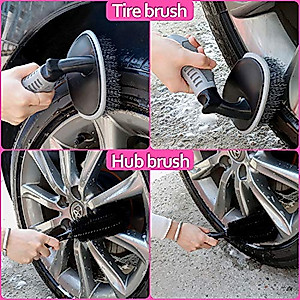THINKWORK Pink Car Detailing Cleaning Kit, Car Wash Kit, Car Accessories for Women Suitable for Small and Medium Vehicles Such As Cars, Trucks, Suvs(17pcs)