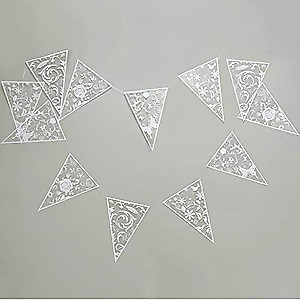 White Triangle Garland Bunting for Wedding Party Hanging Decorations Décor Backdrop Mothers Day Valentines Bridal Anniversary Engagement Birthday Party Decoration