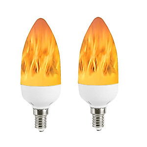 QLEE LED Flame Bulb E12 Candelabra Base 3 Watt Warm White LED Chandelier Bulbs Flameless Flickering Light for Events Festival Hotel Christmas Holiday Decoration 2 Modes (2 Pack E12)