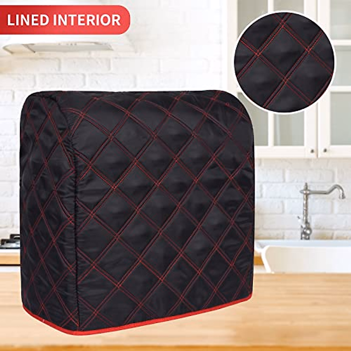 Stand Mixer Cover, Kitchen Aid Mixer Cover, Stand Mixer Accessory With Pockets for Stand Mixer and Extra Accessories,Fine, Soft, (Fit for Tilt Head 4.5-5 Quart, Red)