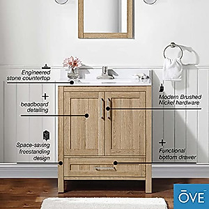 Ove Decors Kansas 30 in. Single Sink Bathroom Cultured Marble Countertop Vanity, 30 inches, in Midnight Blue
