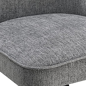 OSP Home Furnishings Martel Swivel Chair with Padded Seat and Black Legs for Dining or Home Office Use, Charcoal Herringbone Fabric