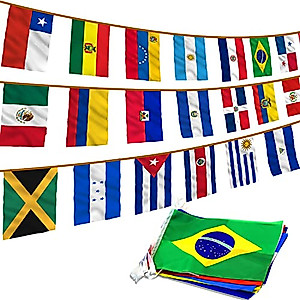 Anley Latin America 23 Countries String Flags - Assorted Latino Flag Banners for Heritage Hispanic Month International Events Conference Party Decoration Sports Bars - 32 Ft 23 Flags