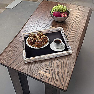 Serving Trays – Rustic Nesting Serving Trays with Chalkboard Surface and Decorative Handles – Charcuterie Tray for Coffee Table – Set of 2 Stackable Wood Serving Trays – Vintage Design