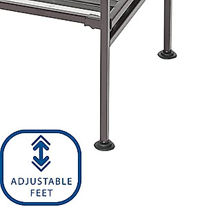 Seville Classics Sturdy Freestanding Storage Shelf for Bedroom, Closet, Entryway, Dorm Room Organizer, Stackable Durable Metal Shoe Rack, Espresso Slat, 2-Tier