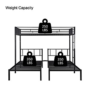 Tmosi Triple Bunk Beds, 3 Twin Bunk Beds for Kids Teens Boys Grils,Metal Heavy Duty Bunk Bed with Guardrail Ladder,Convert into 3 Twin Beds (Black)