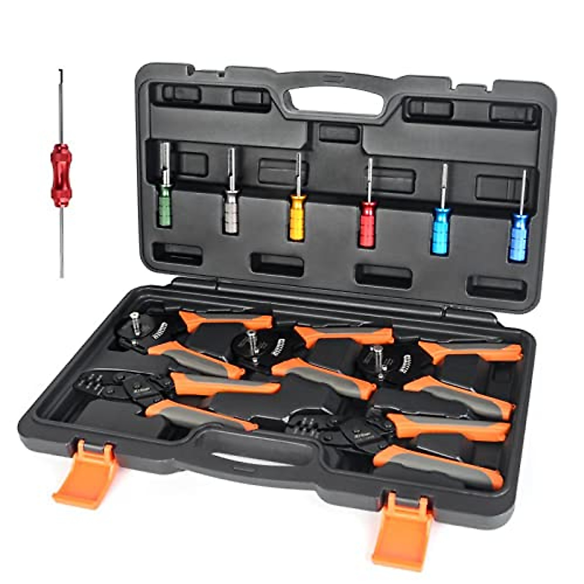 iCrimp Closed Barrel Crimper, Stamped Contacts Crimper and Weather Pack Terminal Crimper Tool Kit w/Extraction Tools-12pcs included