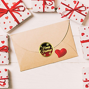 240 Pieces Christmas Happy Holidays Stickers Gold Foil Stamping Sticker 2 Inch Large Round Holiday Stickers Christmas Stickers for Christmas Holiday Cards Envelopes Boxes, Happy New Year Stickers