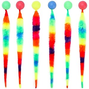 SUBANG 6 Pieces Bouncy Ball with Tail Cat Toys Magic Worm Toys Cat Toy Worm Bouncy Balls for Cats