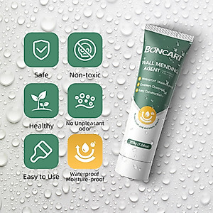 Boncart Spackle Wall Repair Kit, Drywall Repair Kit, 200g Wall Hole Filler, Wall Mending Agent, Wall Putty Hole Repair, Wall Putty with Scraper/Sanding Sponge, Quick Repair for Wall Nail Holes/Crack