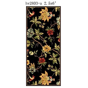 SAFAVIEH Chelsea Collection Accent Rug - 2' x 3', Black, Handmade French Country Wool, Floral Design, Ideal for Living Room, Bedroom, Dining Room (HK311A-23)