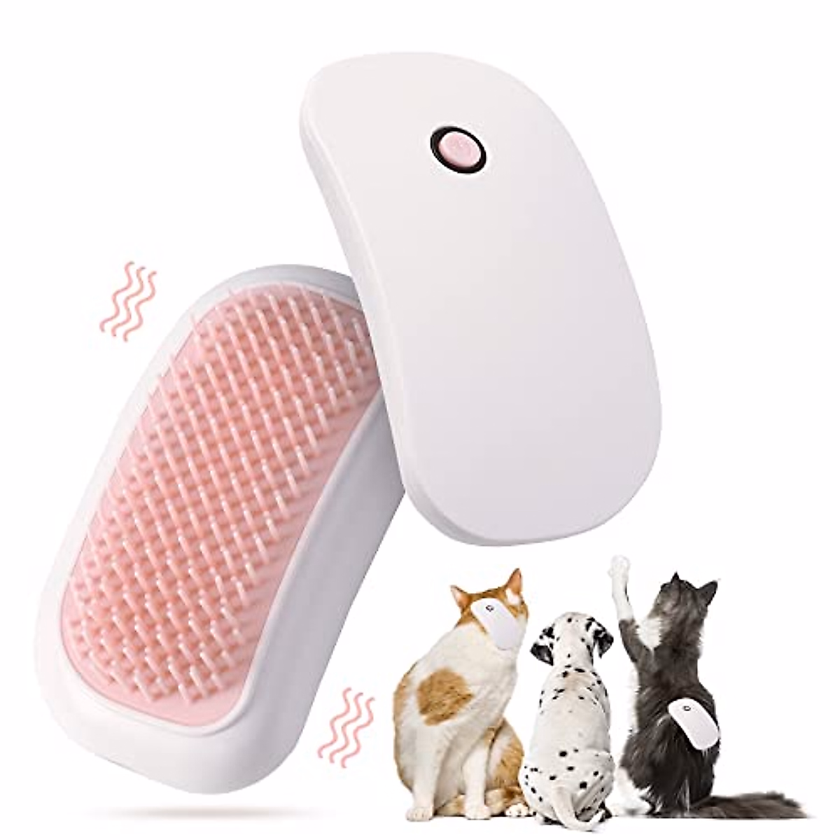 Fuigarry 2 Packs Electric Massage Cat Brushes, Hand-Held Portable Vibration Pet Brushes, Remove Loose Hair of Cats and Dogs and Sort out Tangles, Suitable for Pet Massage and Cat & Dog Play Toys. (Pink)