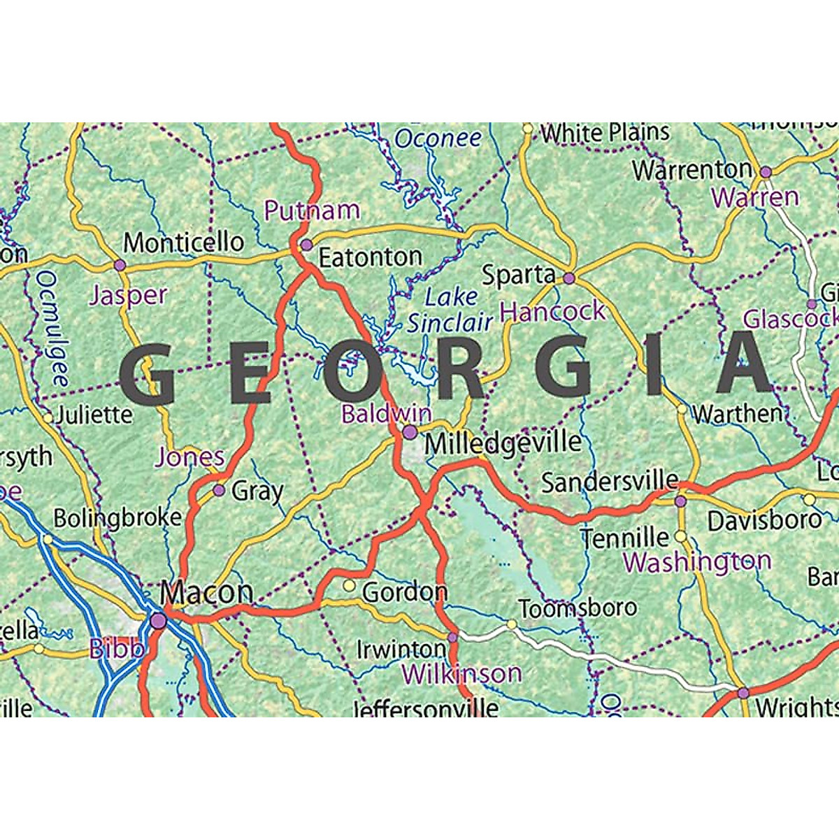 Georgia State Poster Map - 16.5 x 20.4 Inches - Paper Laminated